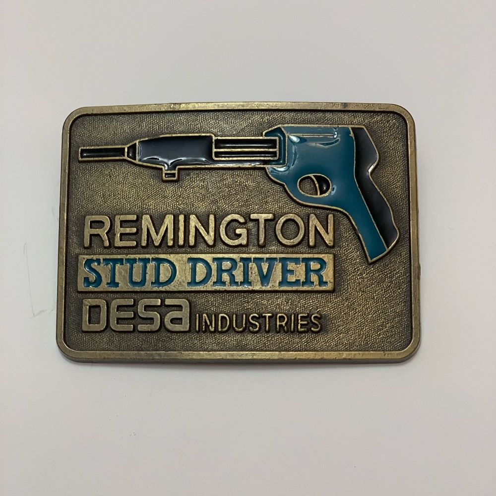 Vintage Remington- Stud Driver Belt Buckle - Gold Pla… - Gem